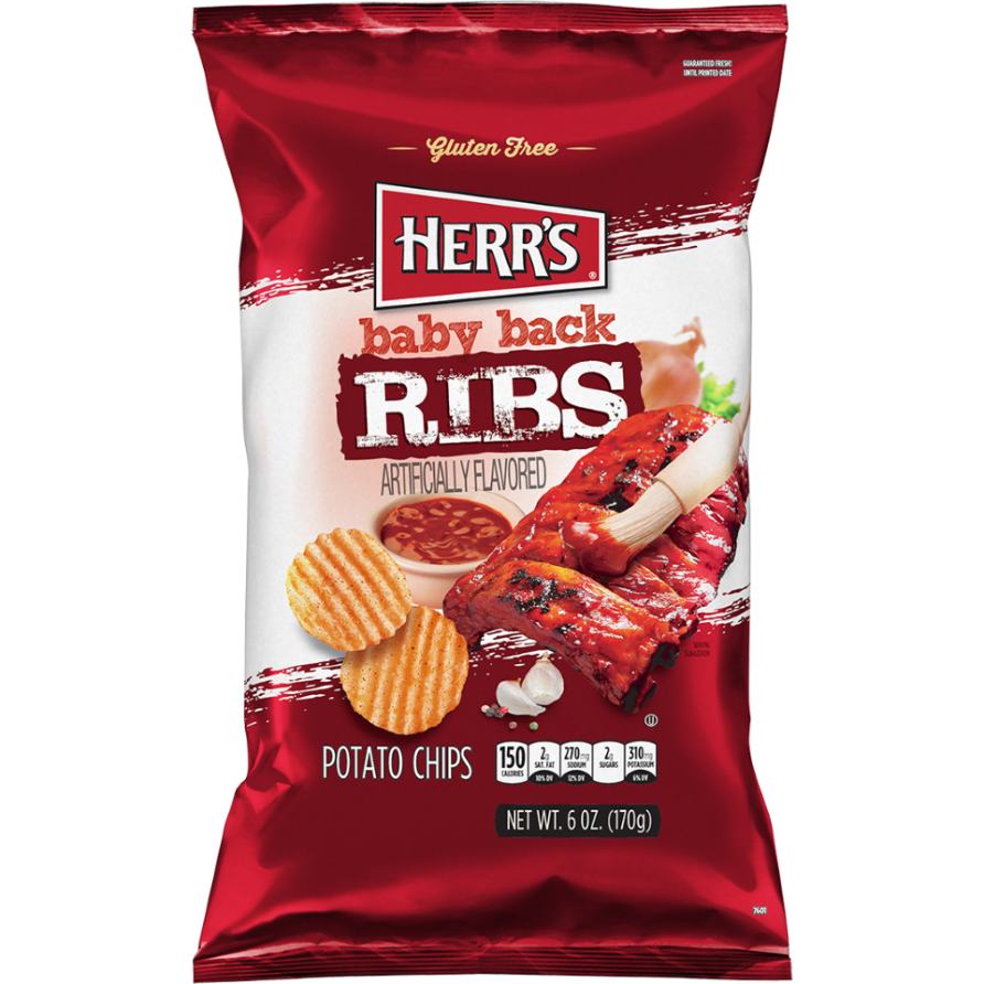Baby Back Ribs Potato Chips, 6 Oz Bag, Gluten Free Snacks, Bold BBQ Fl ...