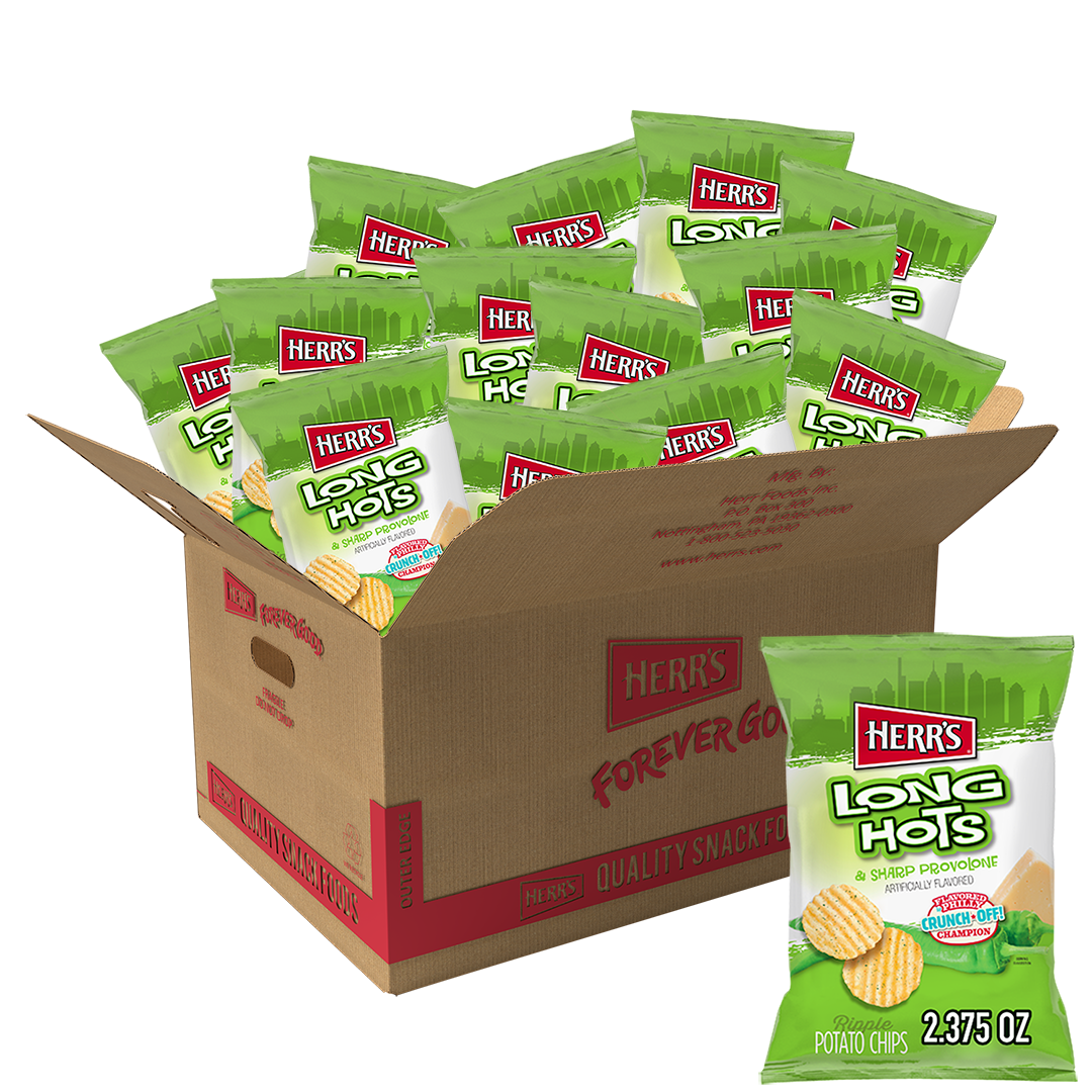 Long Hots & Sharp Provolone Flavored Ripple Chips – Herr's