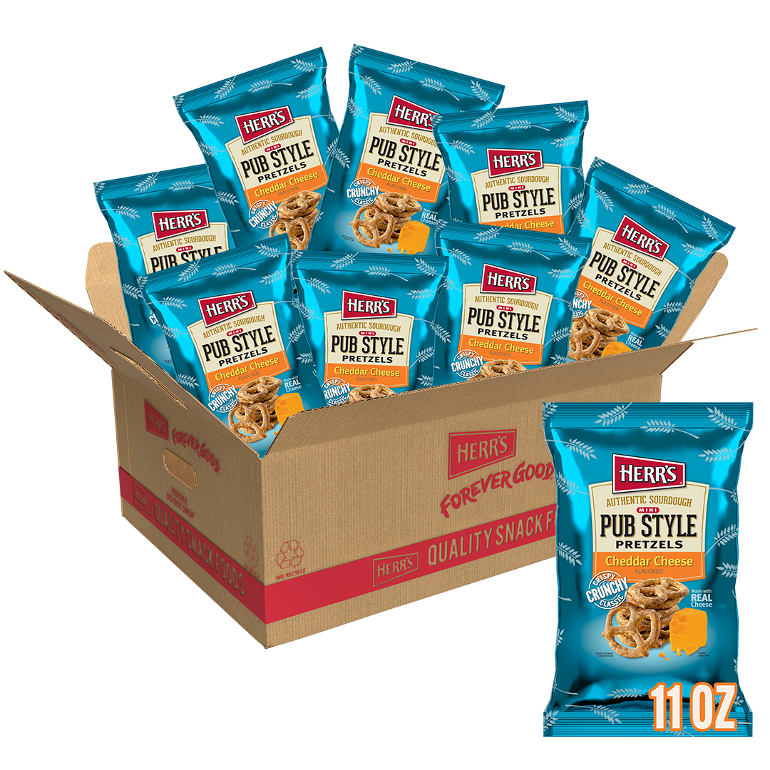 Cheddar Cheese Seasoned Mini Pub Style Pretzels – Herr's
