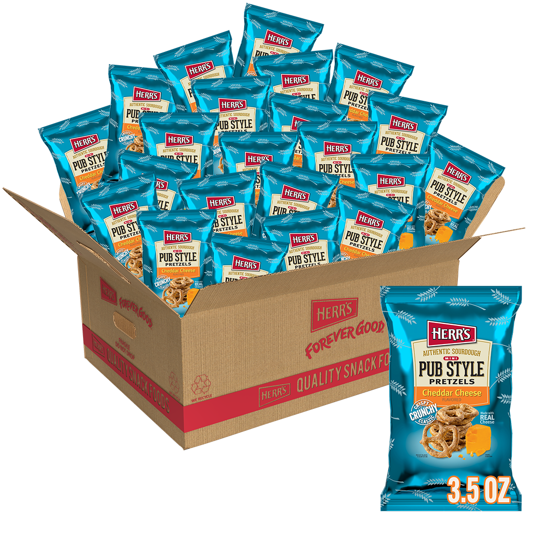 Cheddar Cheese Seasoned Mini Pub Style Pretzels – Herr's