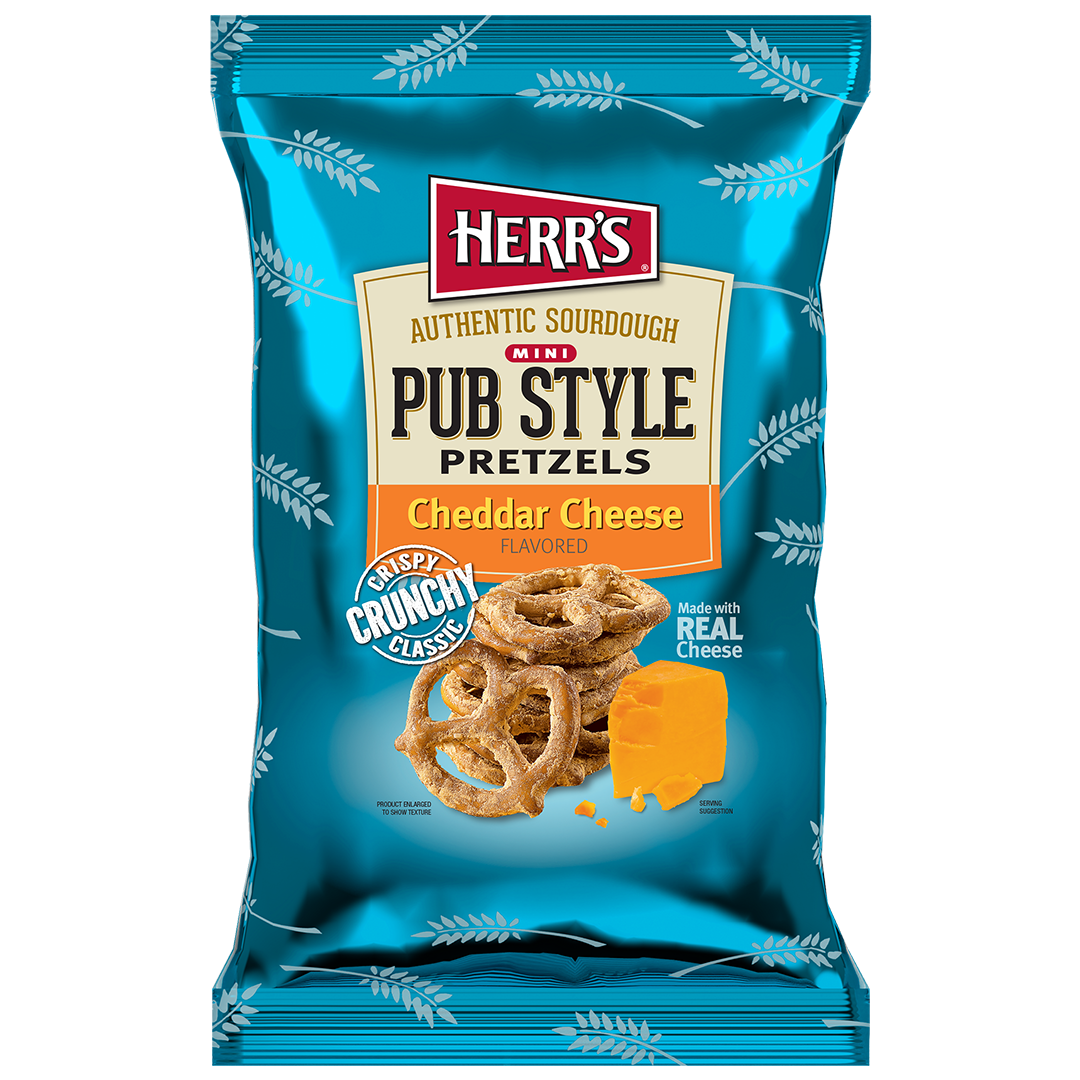 Cheddar Cheese Seasoned Mini Pub Style Pretzels – Herr's