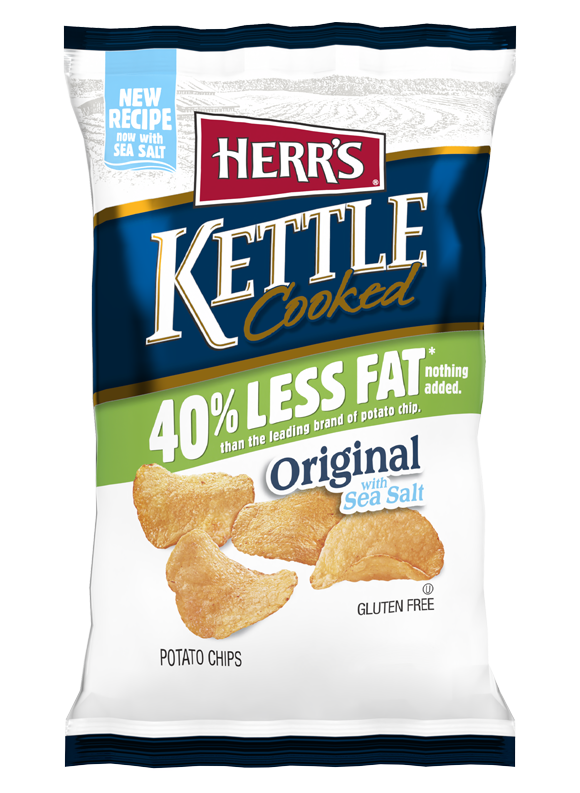 40% Less Fat Kettle Cooked Potato Chips, Reduced Fat, Full Crunch, Glu ...