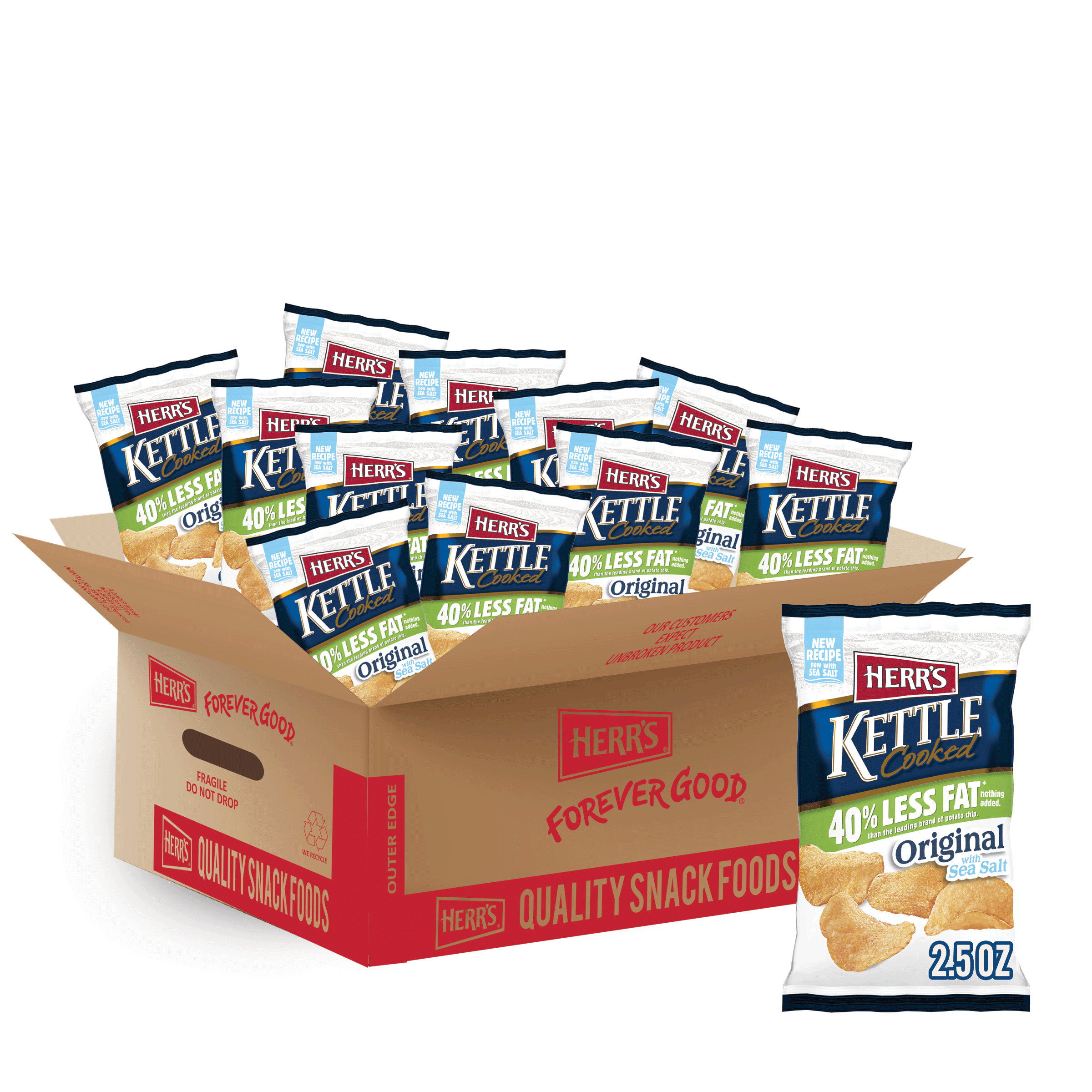 40% Less Fat Kettle Cooked Potato Chips, Reduced Fat, Full Crunch, Glu ...